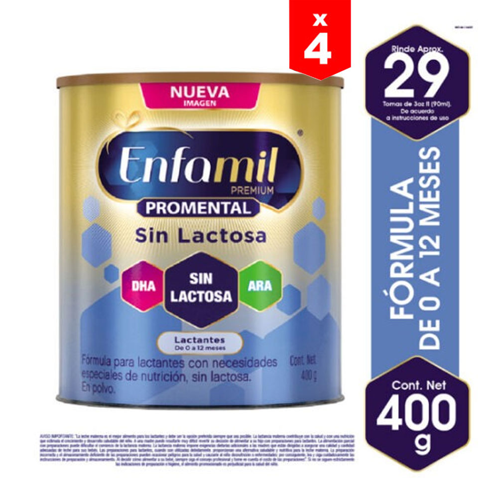 Enfamil Premium Promental Sin lactosa de 400g (4 unidades ...